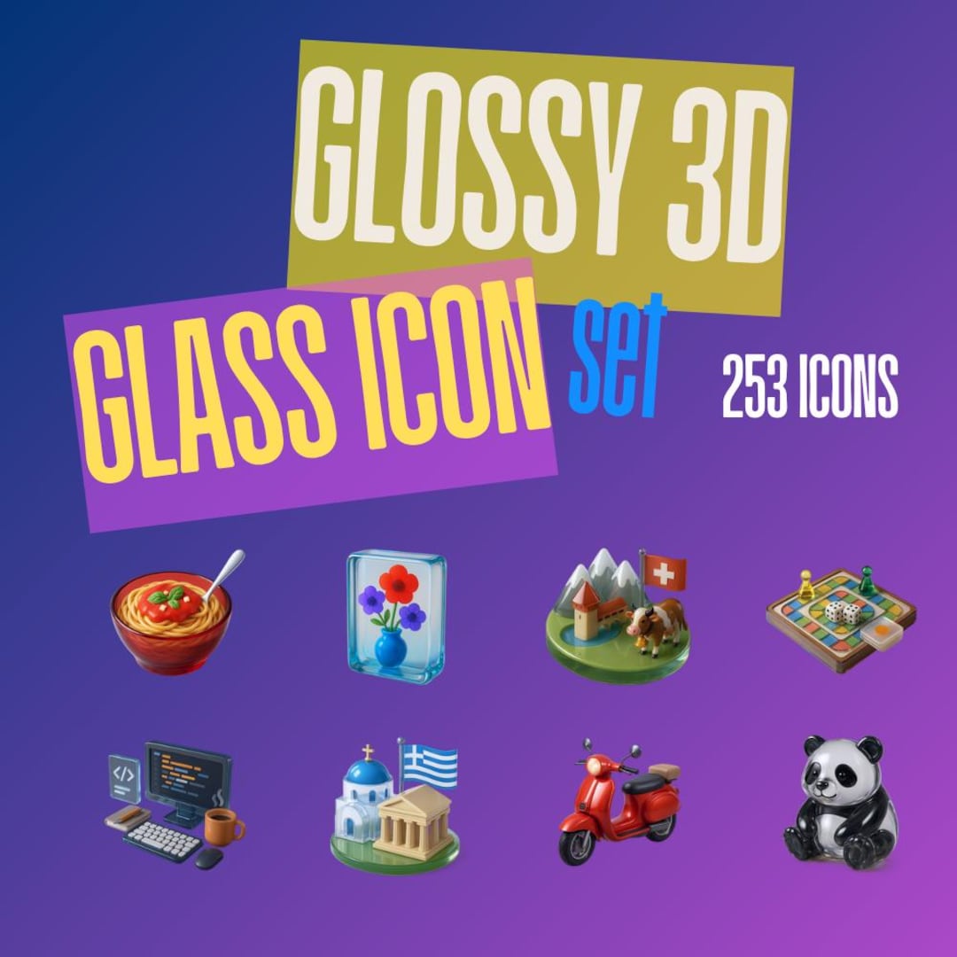 Glass 3D Icon Pack Hi-res PNG | 253 Meticulously Crafted Icons ...