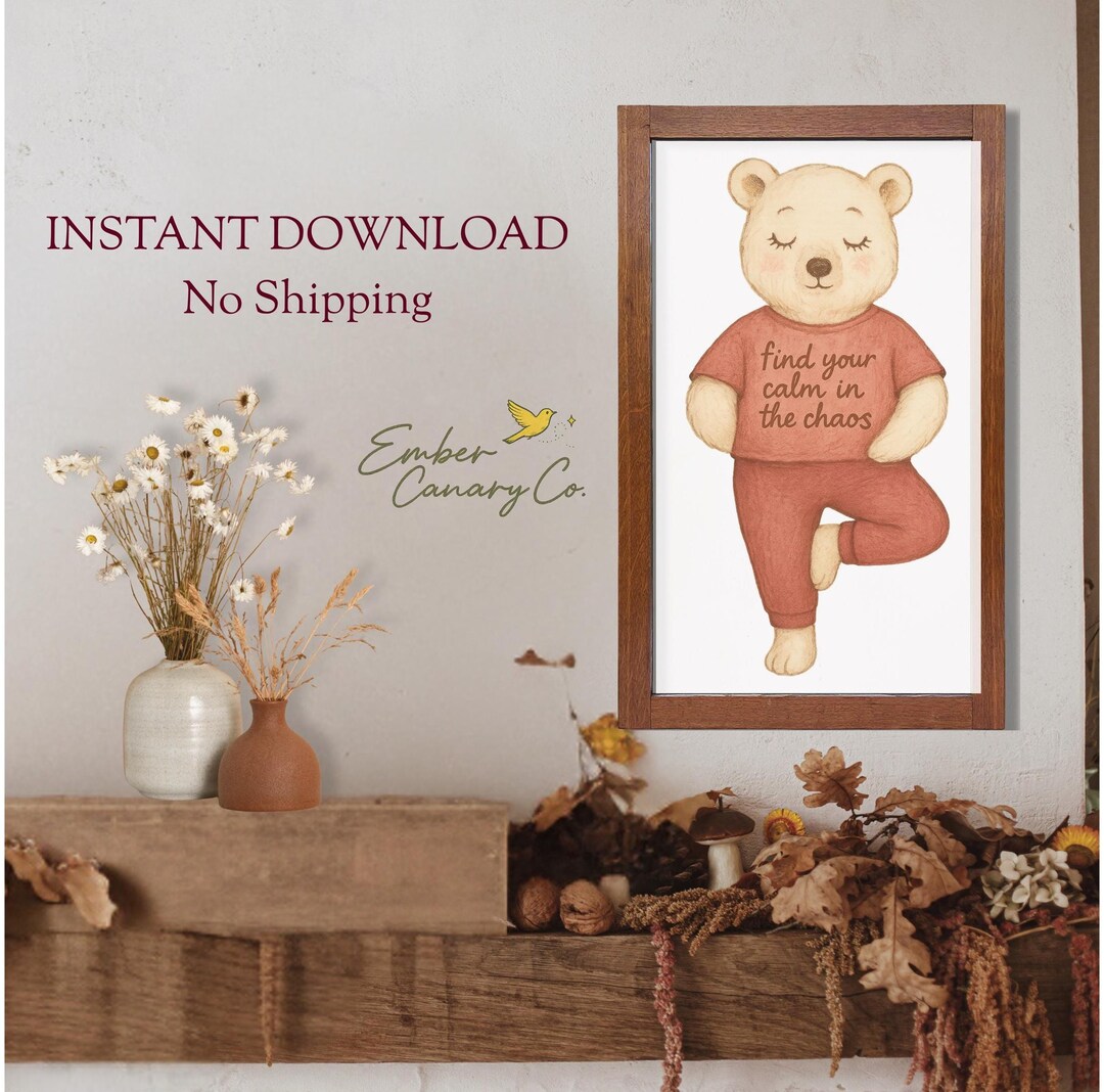 Polar Bear Yoga Art Print: Fall Decor, Cozy Affirmation (PDF) - Etsy