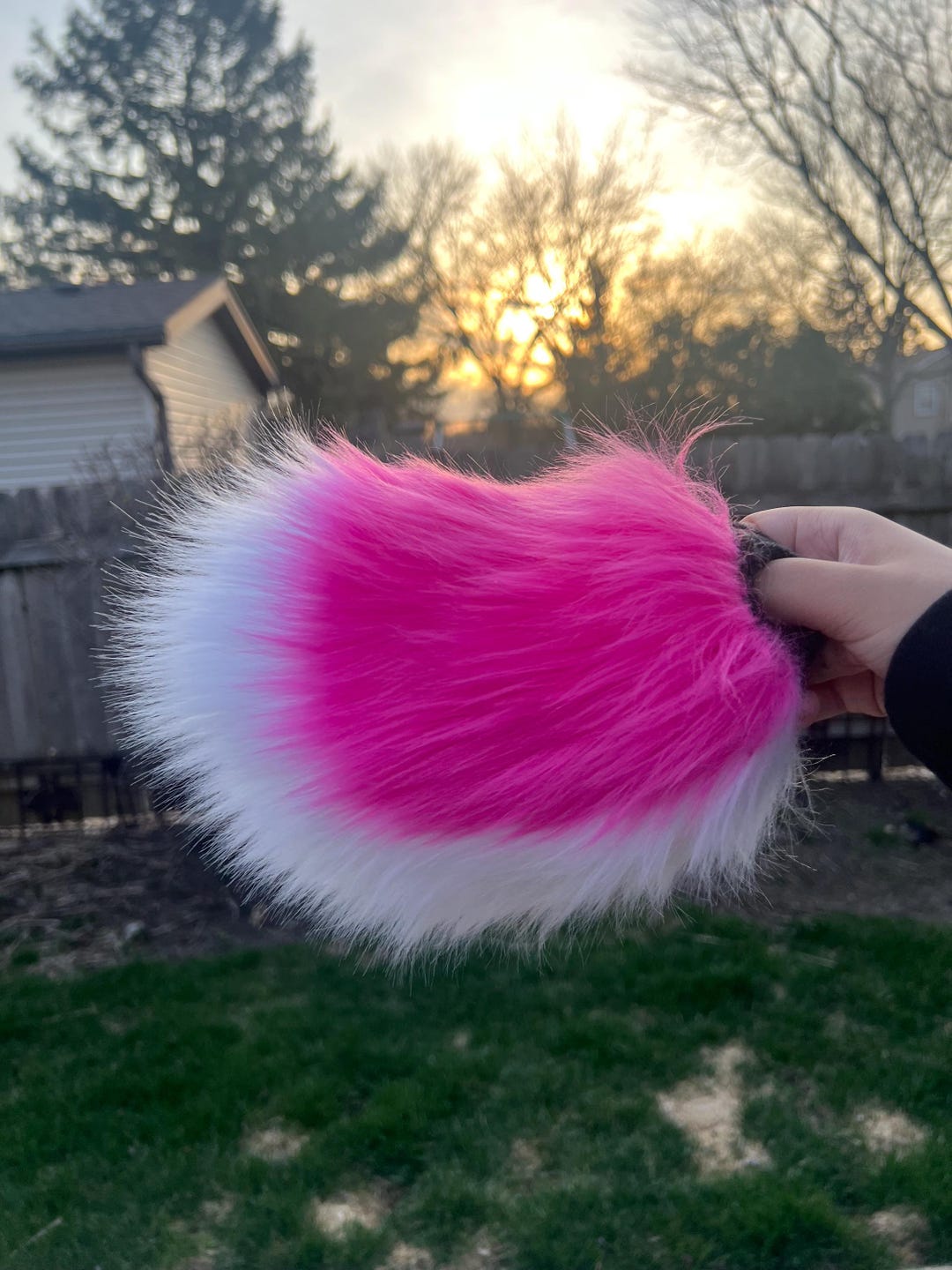 Furry Hot Pink Nub Tail. Fluffy With Belt Loop. High-quality Faux Fur ...