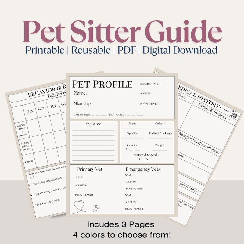 Pet Sitting Forms - Etsy