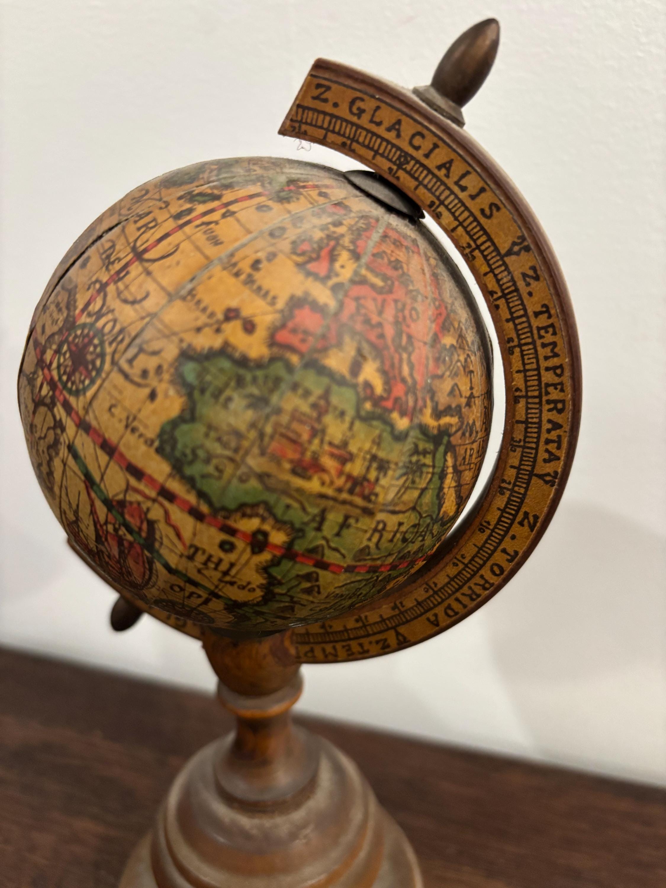 Vintage Italian Desktop Globe – Small Globe With Wood Base – Made in ...