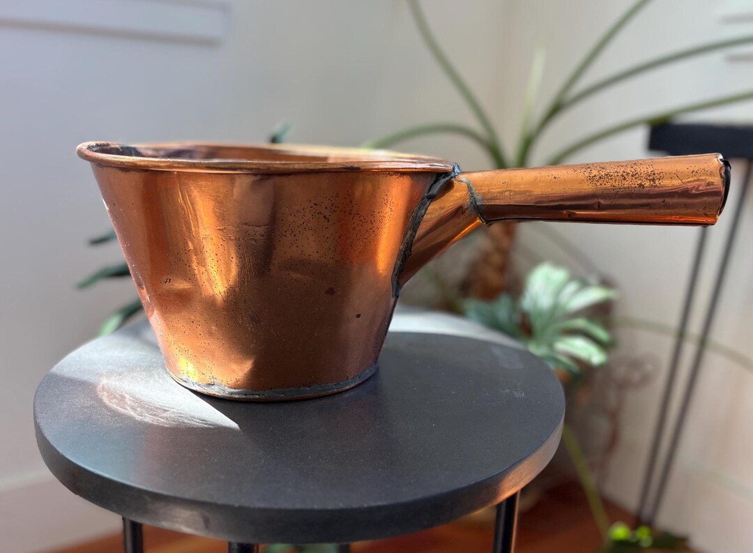 Antique Copper Candy Pot – Hand Tooled 15” Confectionery Pan, Early ...