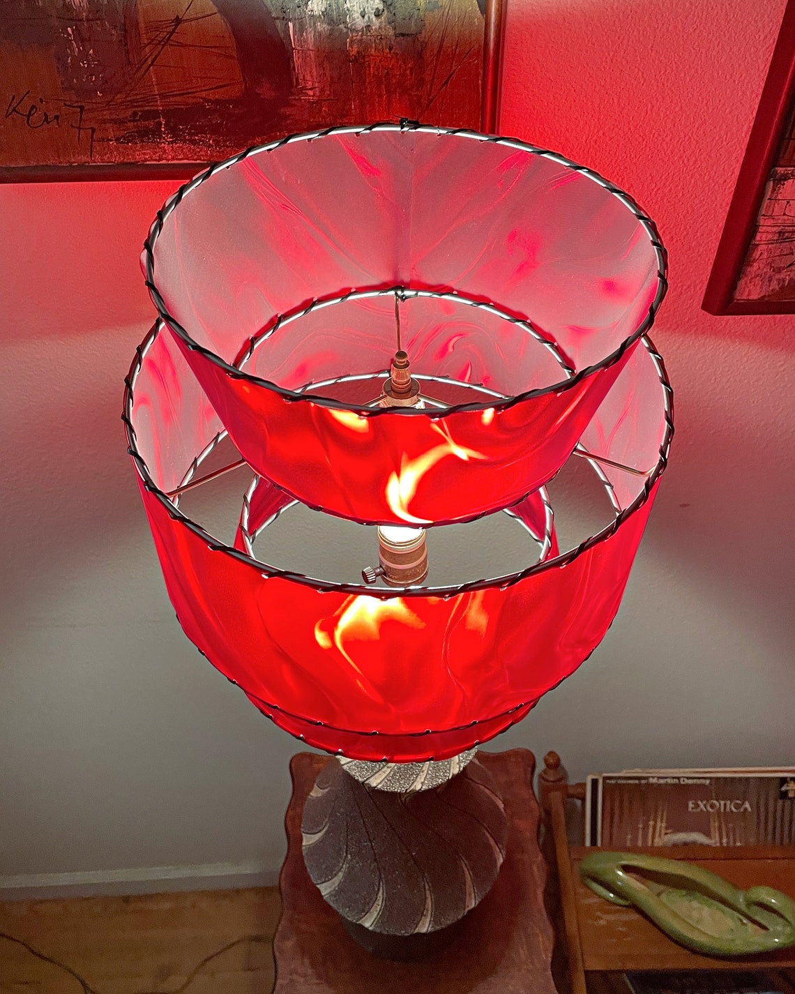 Retro 3-tier Red Lampshade | Mid-century Modern Style | Vintage ...
