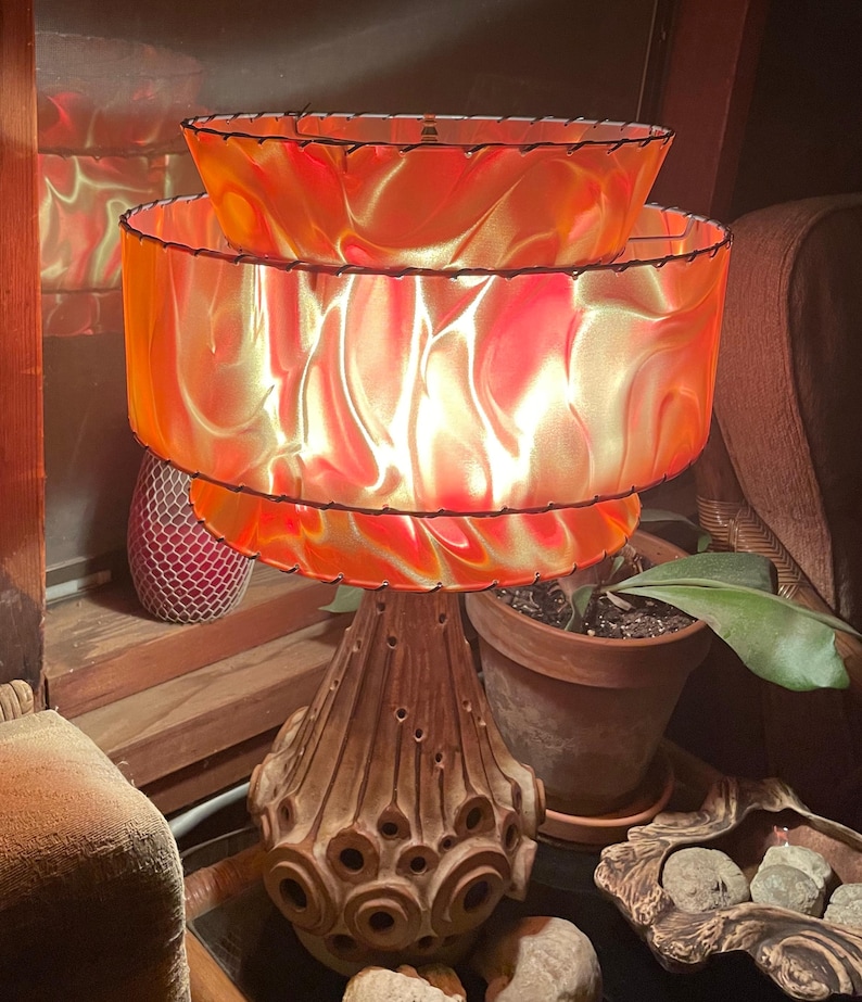 Mid-century Modern 3-tier Saturn Lampshade: Orange, Red, Yellow Retro ...