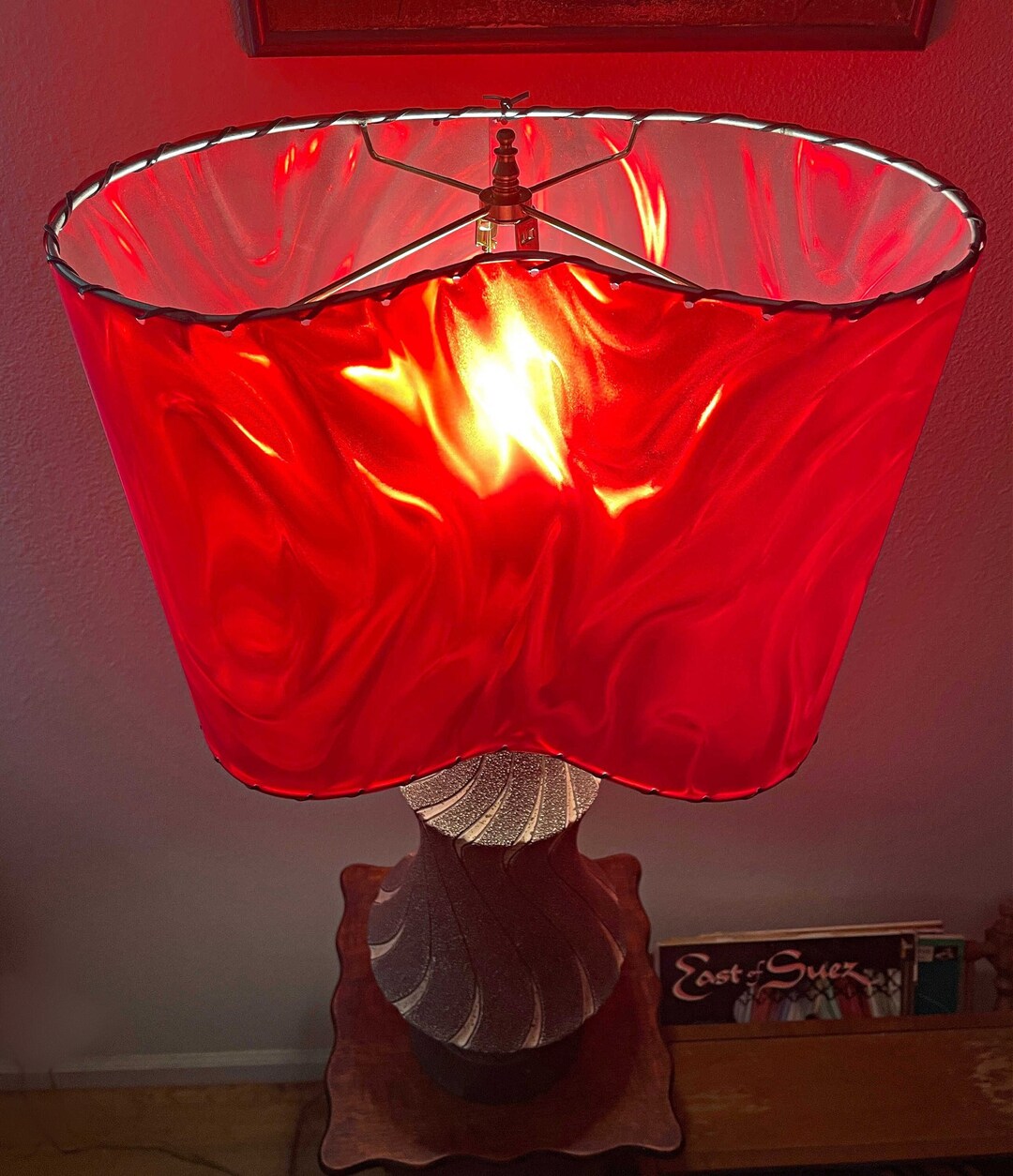 Retro Amoeba-shape Lampshade / Mid-century Modern Red Lighting / Tiki ...