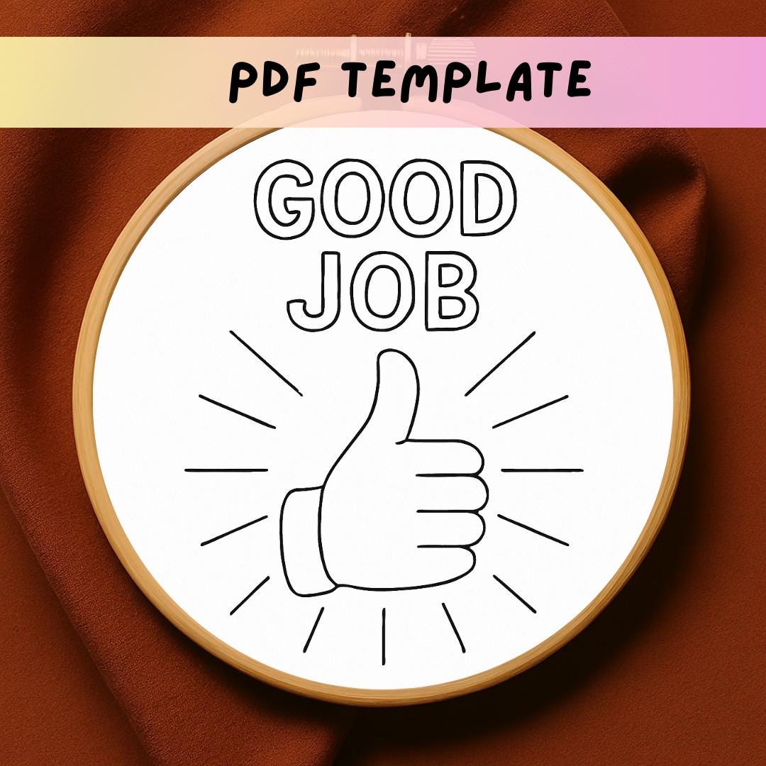 Good Job Embroidery Pattern, Thumbs up Hand Embroidery Design ...