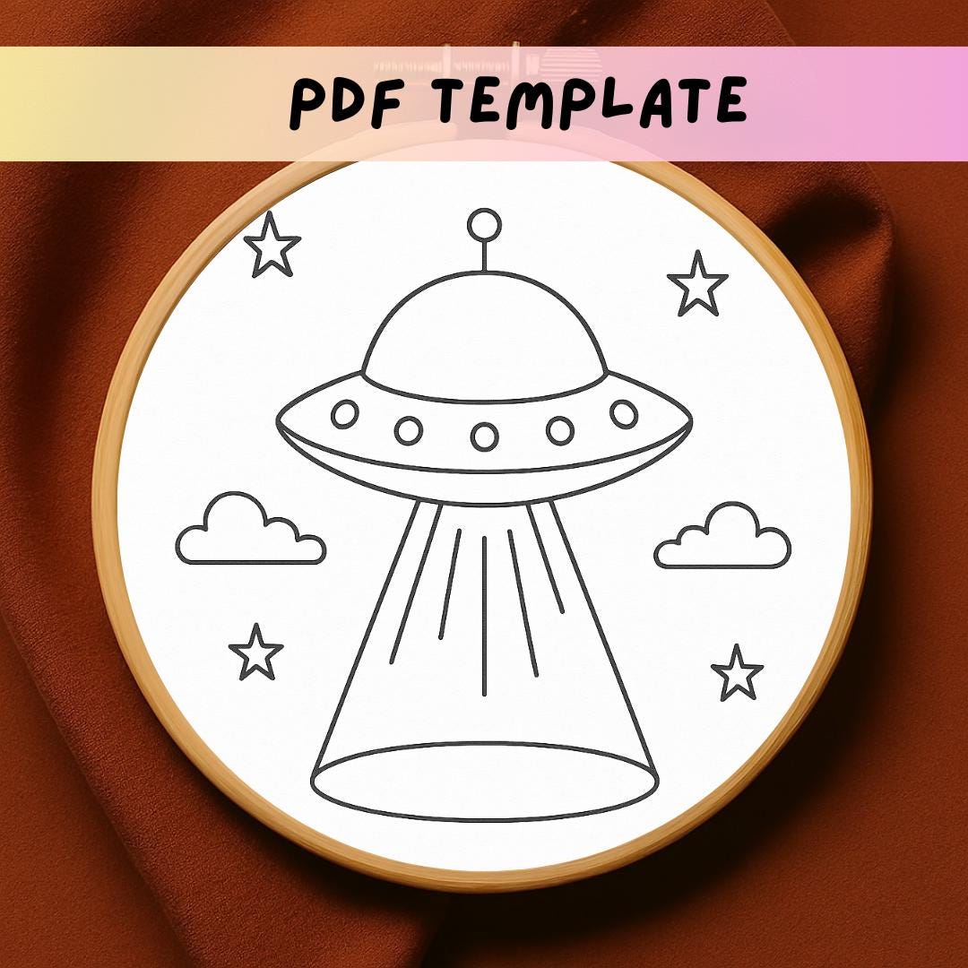 UFO Embroidery Pattern, Alien Spaceship Stitching Design PDF, Cosmic ...