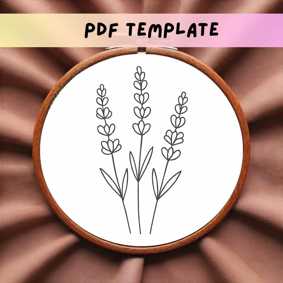 Lavender Trio Hand Embroidery Pattern, Minimal Floral Stitch Design ...