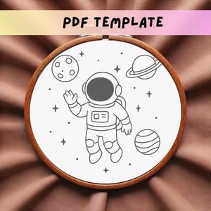 Astronaut in Space Hand Embroidery Pattern, Space Theme Hand Embroidery ...
