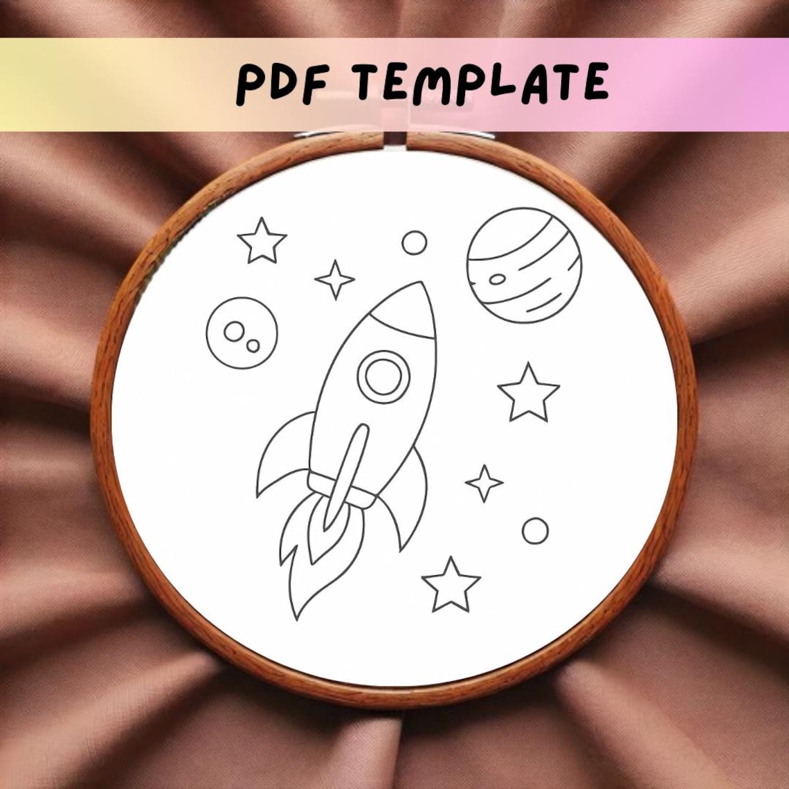 Rocket Hand Embroidery Pattern, Space Stitch PDF Template, Outer Space ...