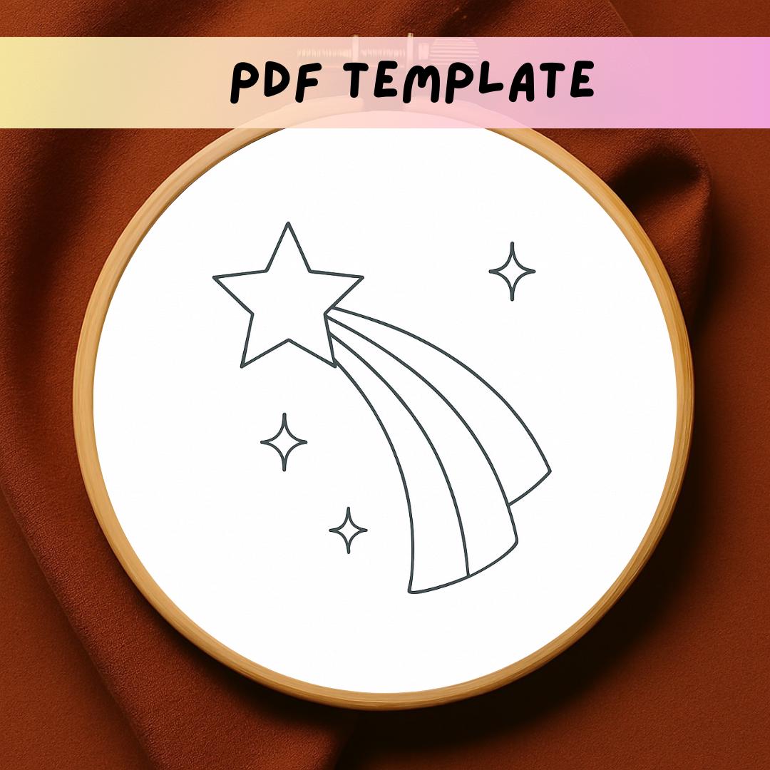 Shooting Star Hand Embroidery Pattern, Celestial Hand Embroidery PDF ...