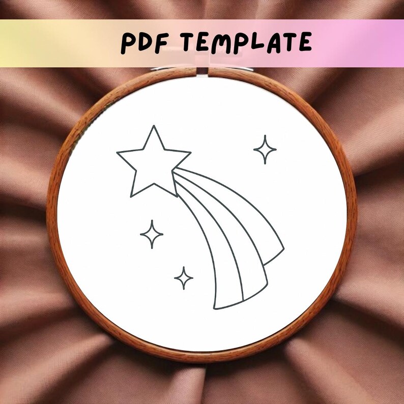 Shooting Star Hand Embroidery Pattern, Celestial Hand Embroidery PDF ...