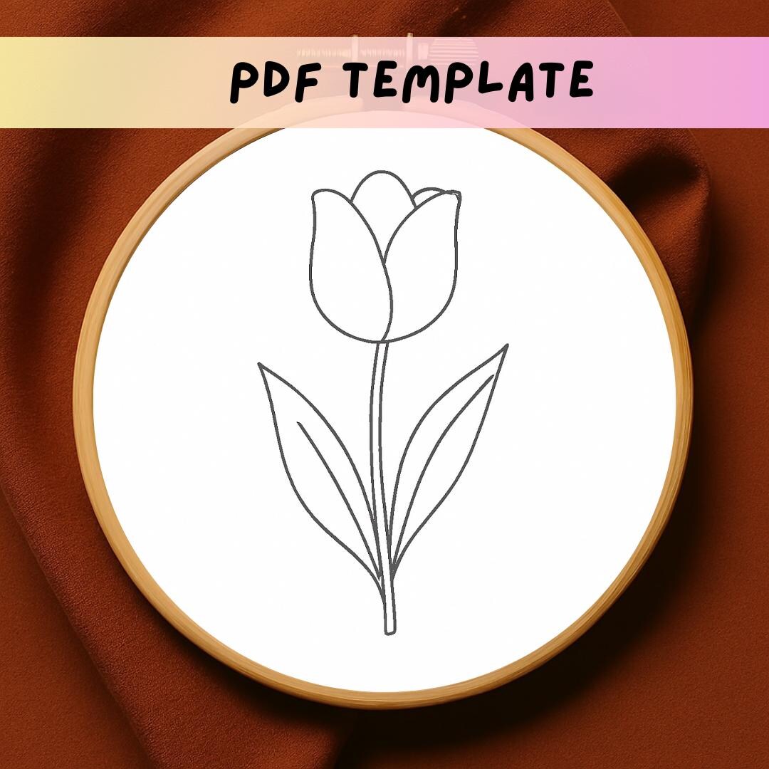 Tulip Hand Embroidery Pattern, Single Flower Stitch Template, Spring ...