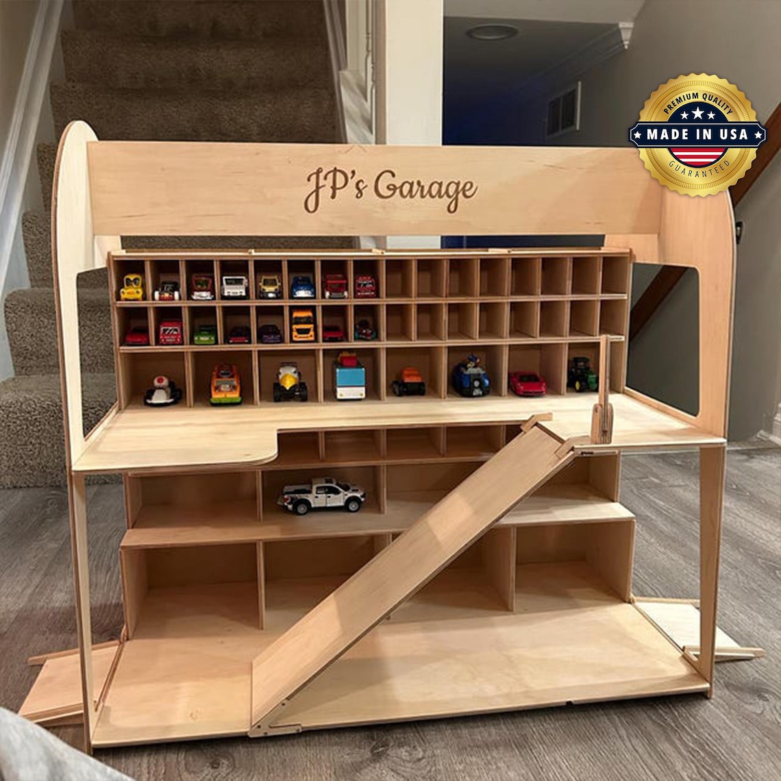 Toy Car Parking Garage, Personalized Toys for Boys, Montessori Toy Car ...