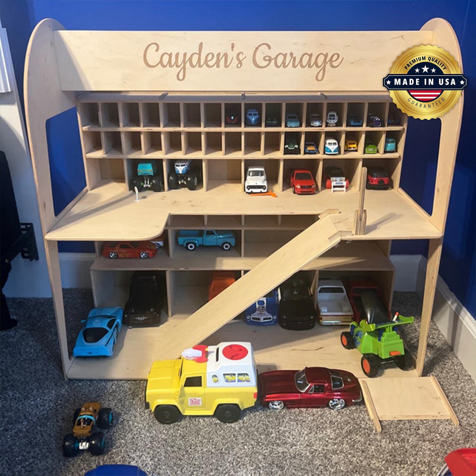 Toy Car Parking Garage, Personalized Toys for Boys, Montessori Toy Car ...