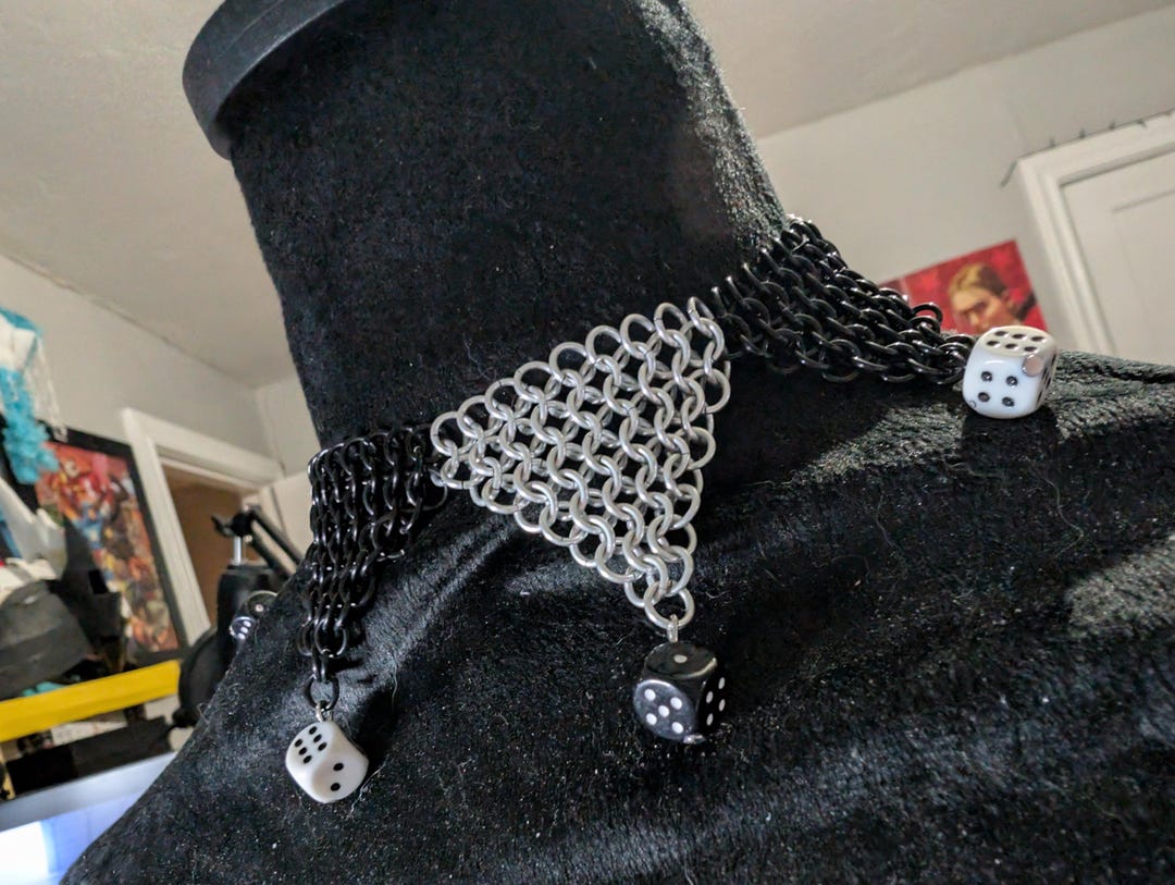 Black and White D6 Dnd Clown / Jester Collar / Choker for Costumes - Etsy