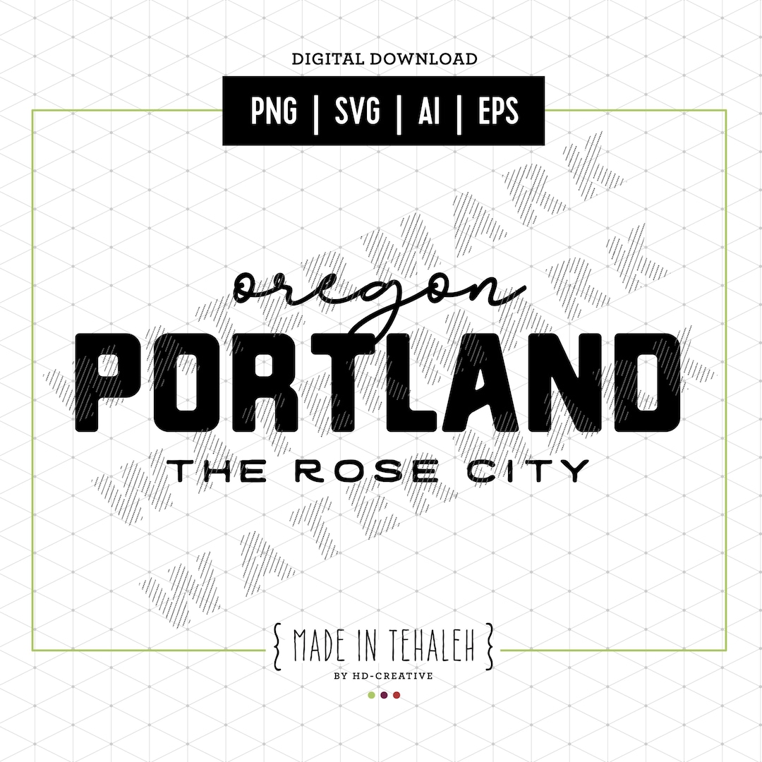 Portland Oregon Digital Art, Rose City PNG , SVG Clipart, Vector File ...