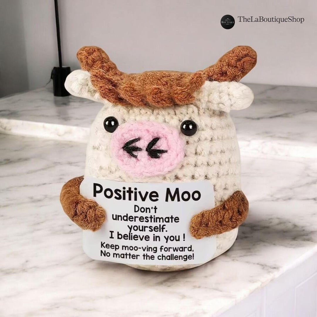 Positive Crochet Plushie, Handmade Cute Toy, Motivational Gift for Her ...