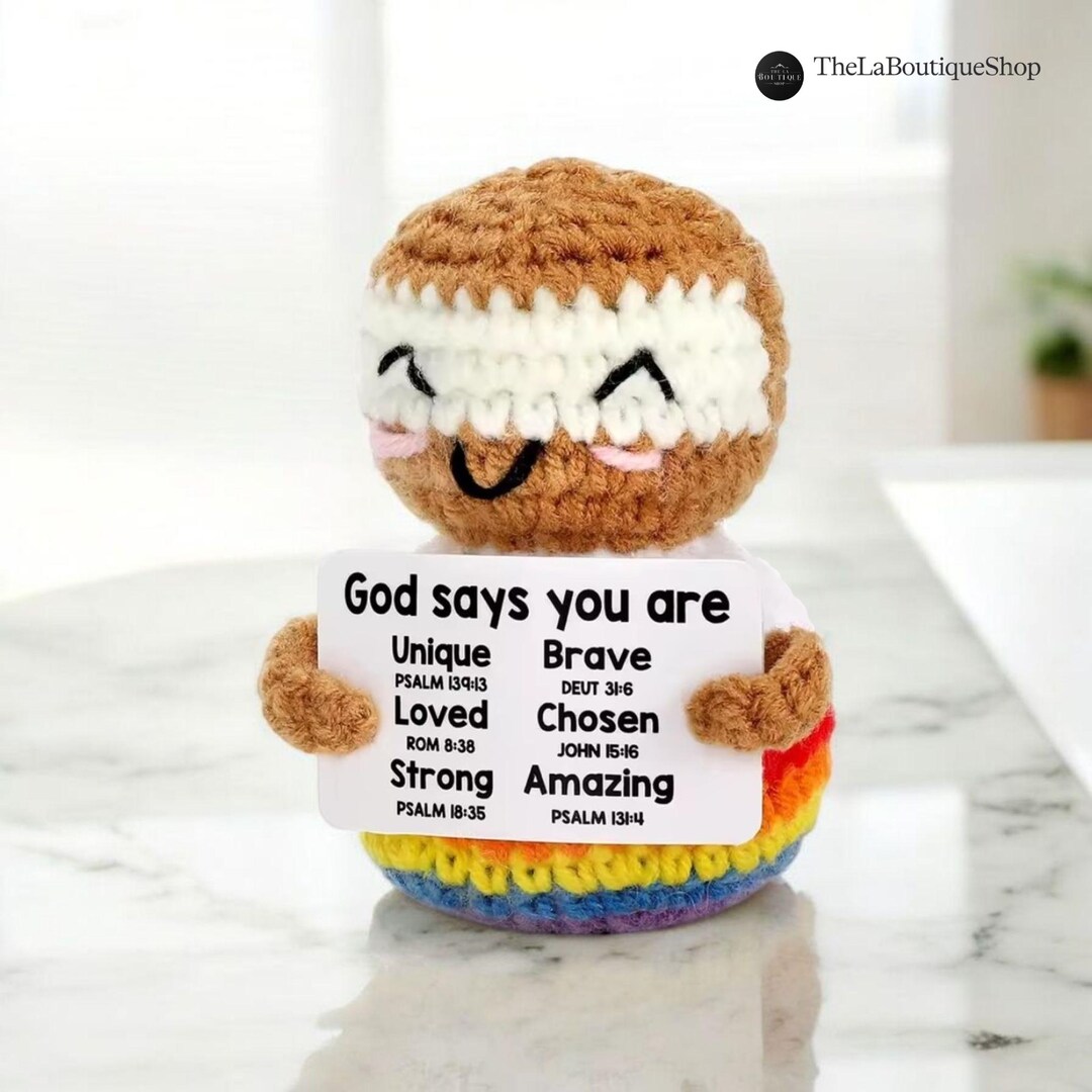 Positive Crochet Plushie, Handmade Cute Toy, Motivational Gift for Her ...