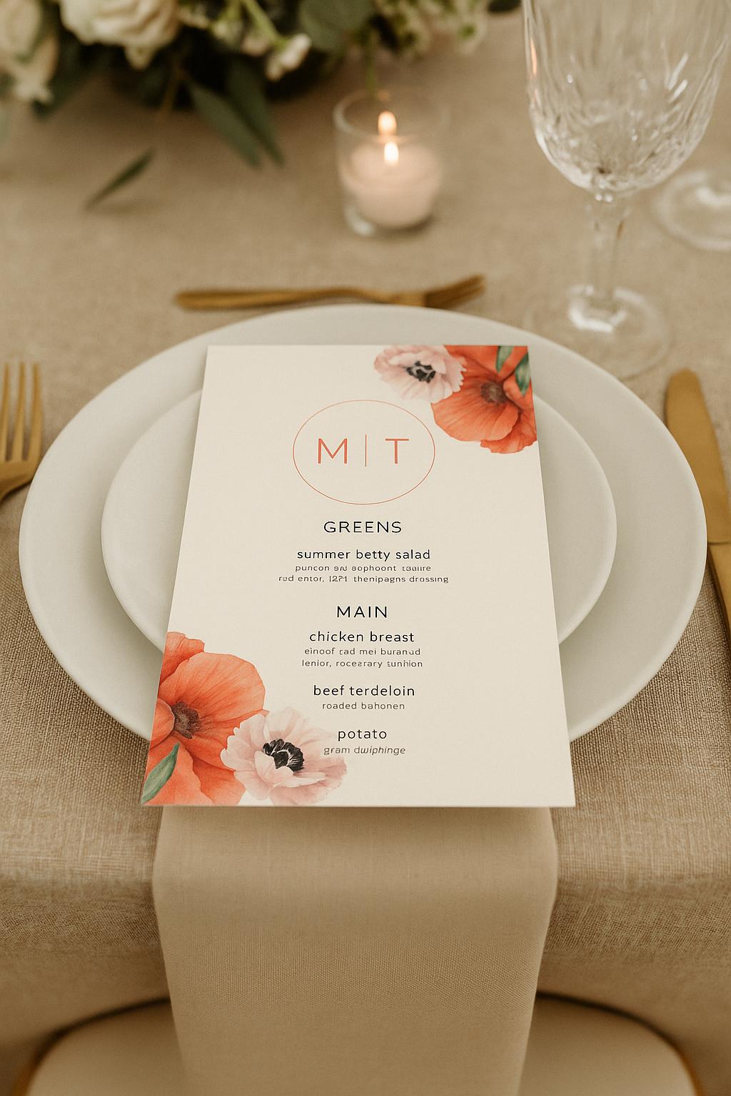 Editable Wedding Menu Template | 4x9" | Canva Template | Instant ...