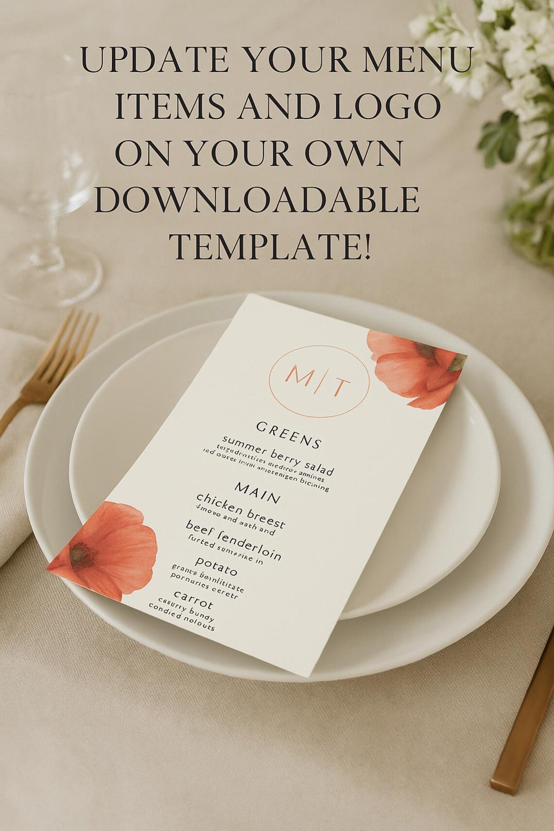 Editable Wedding Menu Template | 4x9" | Canva Template | Instant ...