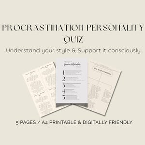 Procrastination Quiz and Support Tools | Printable A4 PDF | Self-growth ...