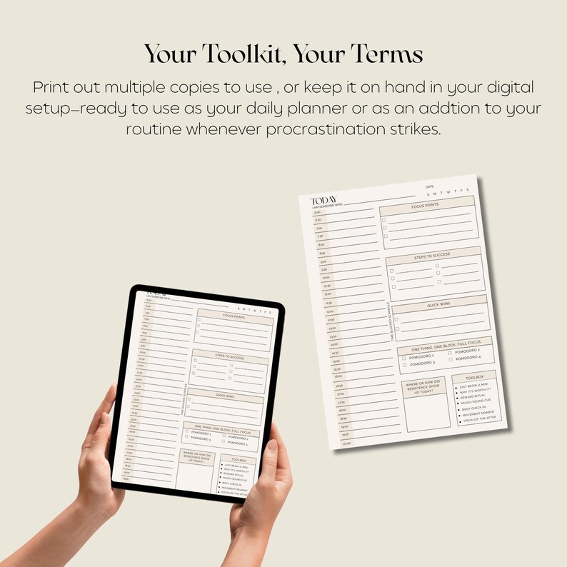 Procrastination Daily Planner | Printable A4 | Digital Productivity ...