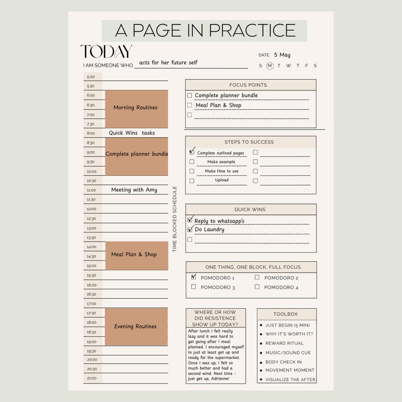 Procrastination Daily Planner | Printable A4 | Digital Productivity ...