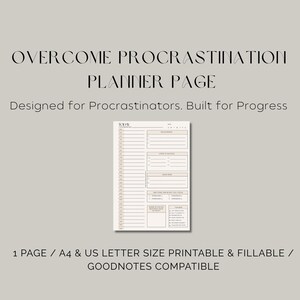 Procrastination Daily Planner | Printable A4 | Digital Productivity ...