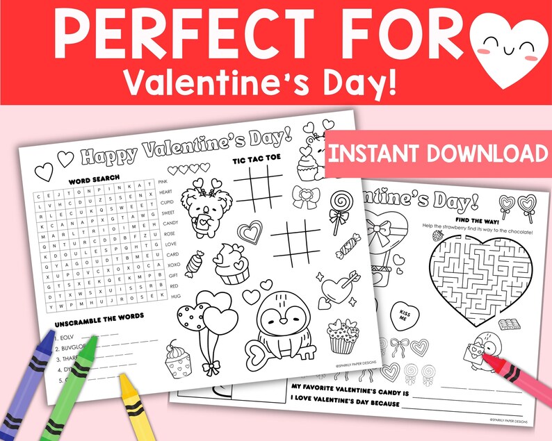 Valentine's Day Activity Placemats | Printable Coloring Pages | Kid's ...