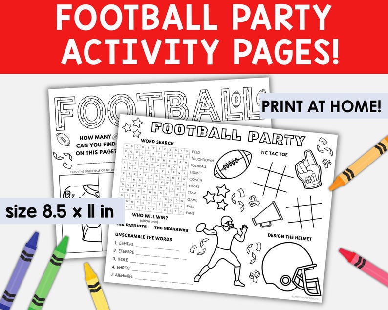 Kids Super Football Bowl Game Placemats | Football Coloring & Activity ...