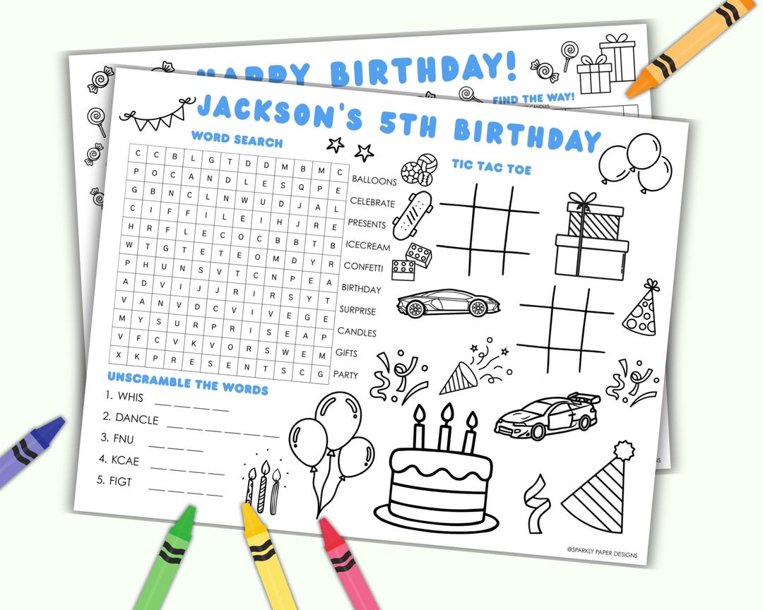 Boy's Coloring Activities for Birthday Party | Personalized Activity ...