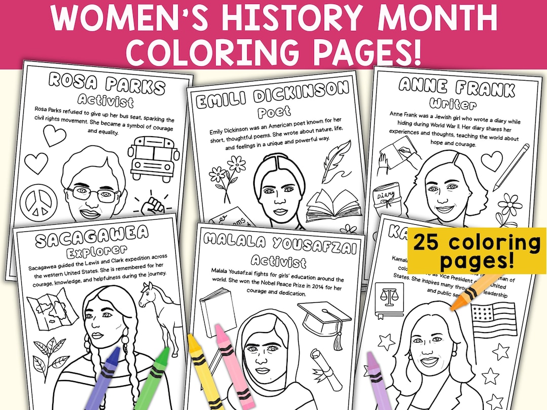Women's History Month Coloring Pages | Inspiring Women Coloring Posters ...