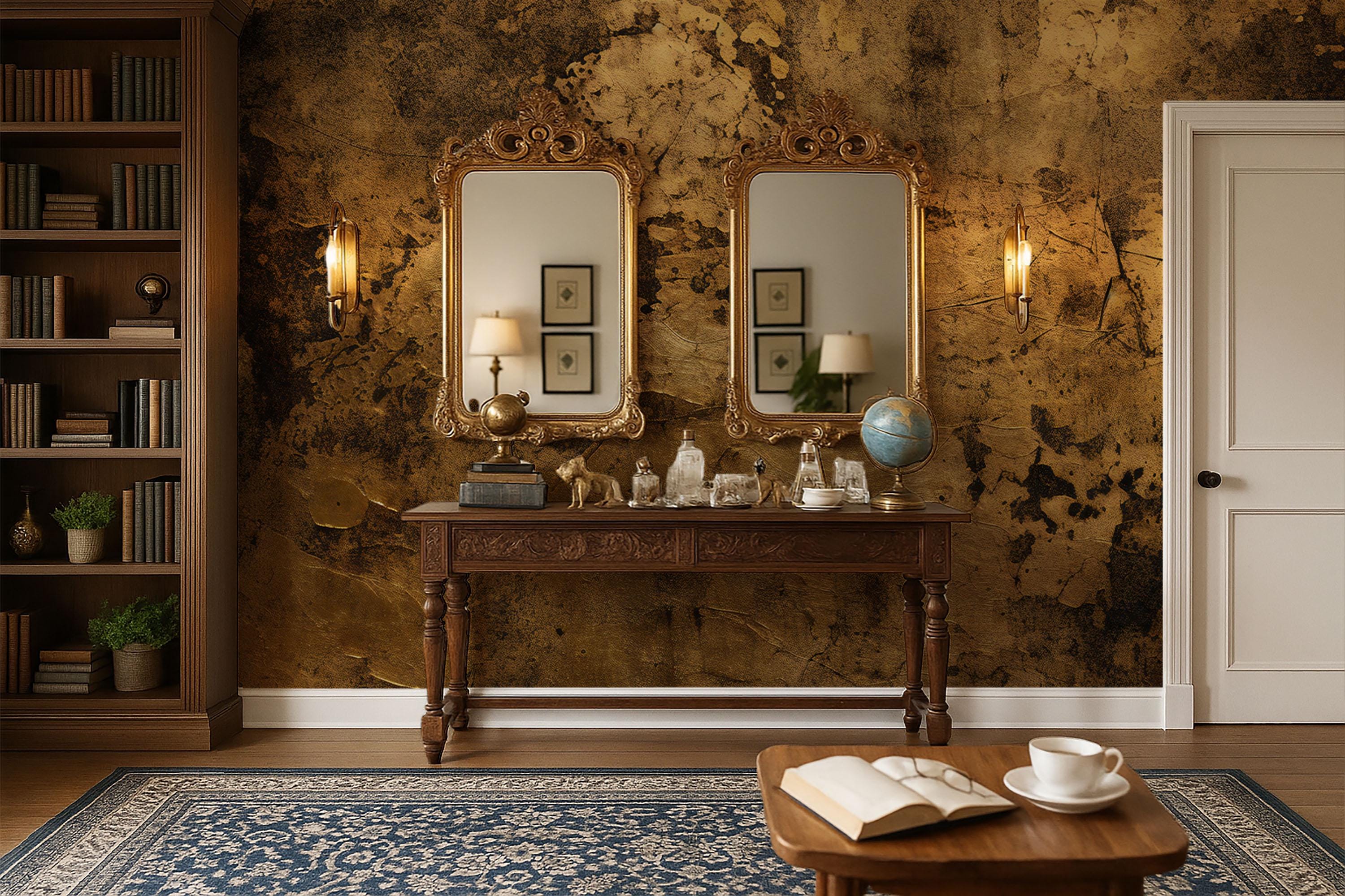 Antique Gold Limewash Wallpaper: Rustic Aged Effect, Peel & Stick - Etsy