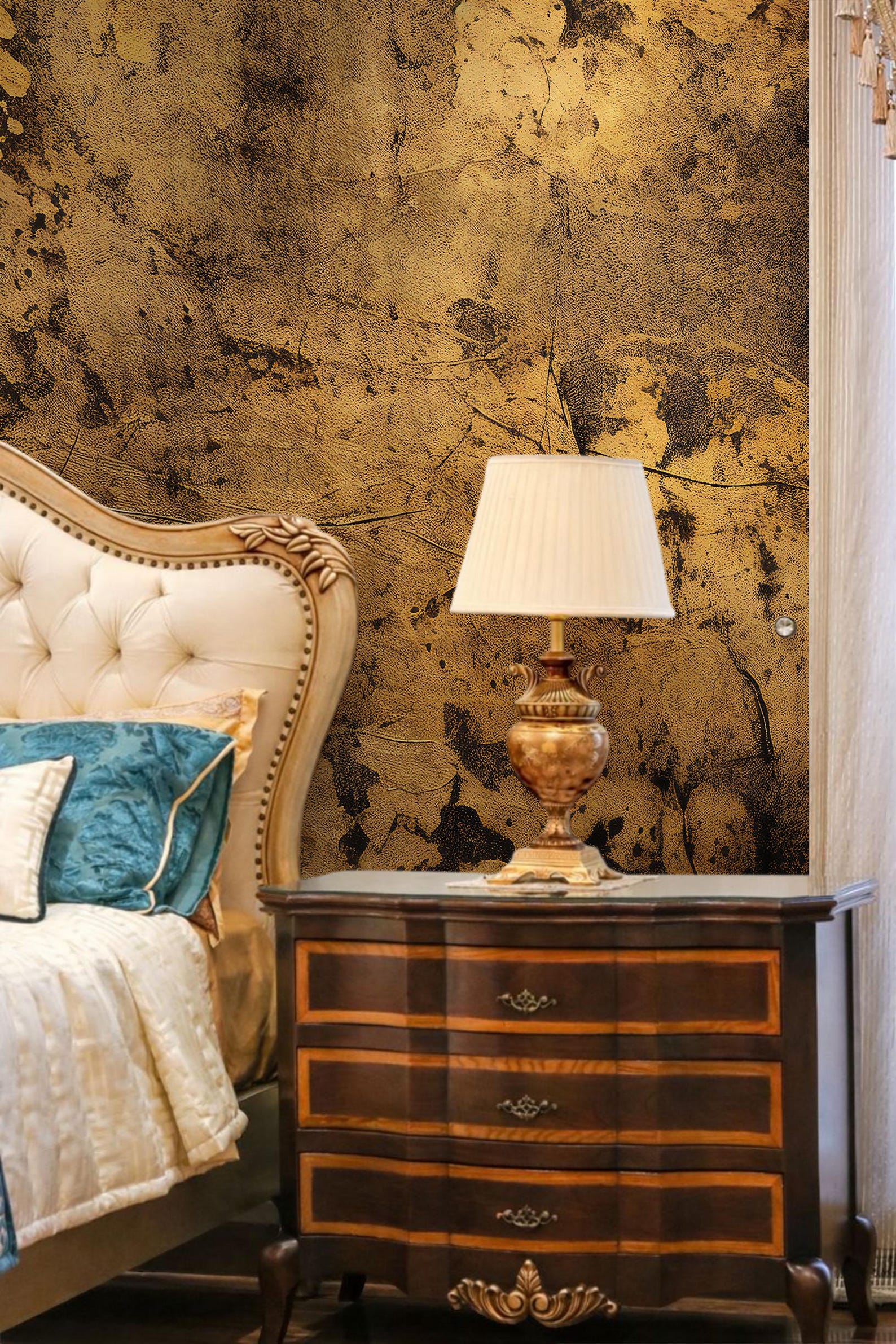 Antique Gold Limewash Wallpaper: Rustic Aged Effect, Peel & Stick - Etsy