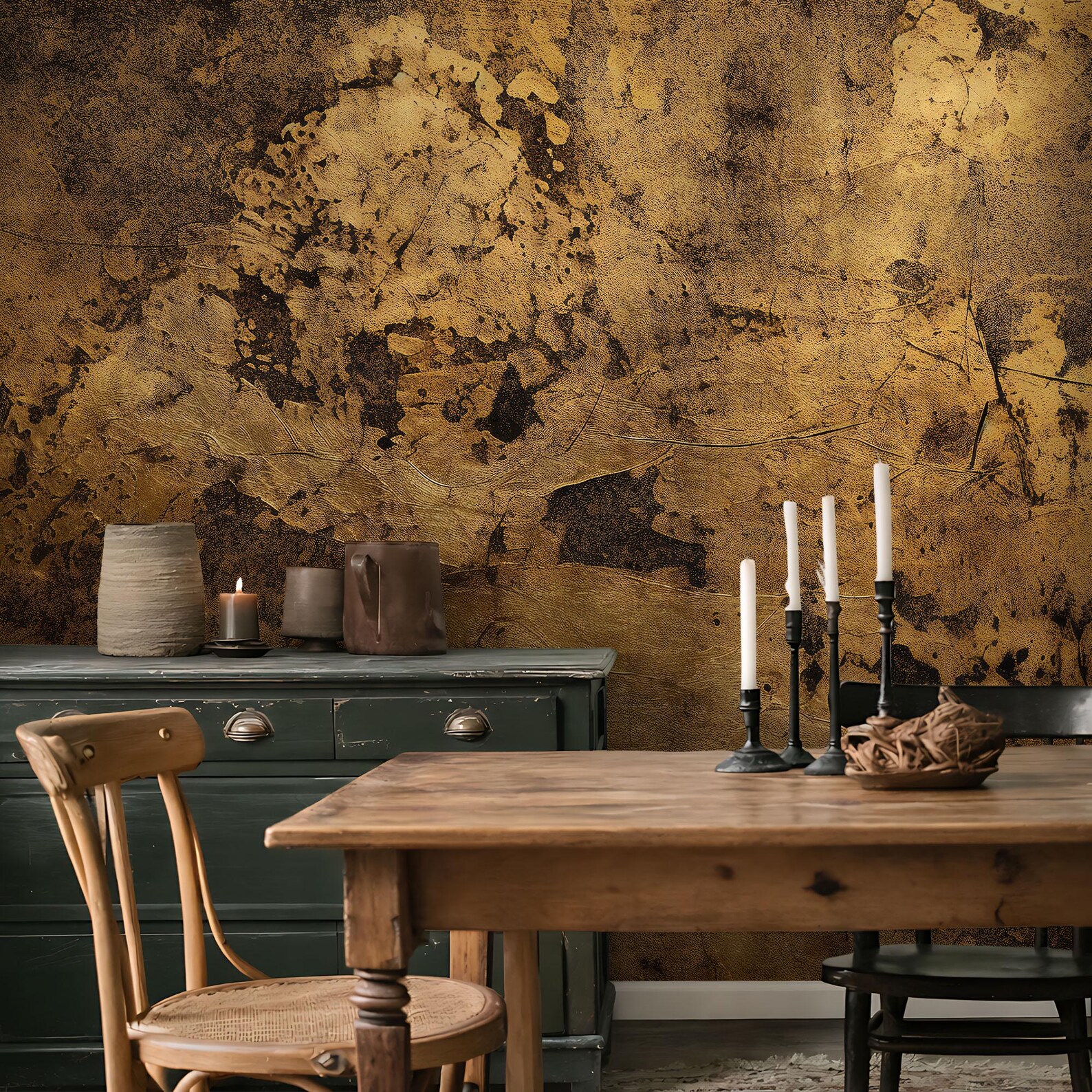 Antique Gold Limewash Wallpaper: Rustic Aged Effect, Peel & Stick - Etsy