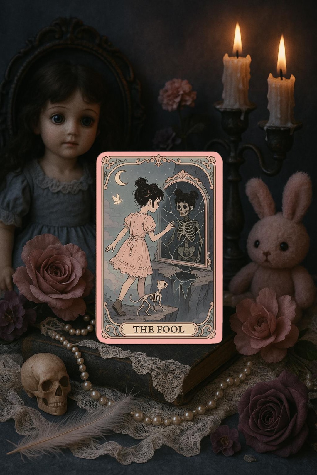 Skeleton Pink Gothic Dollcore Tarot Cards Deck - the Lolita Doll Tarot ...