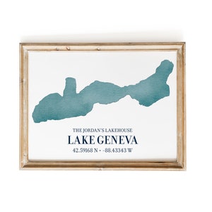 Custom Lake Map Print, Personalized Lake Map for Lake House Sign ...
