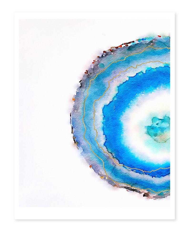 Set of 2 Geode Prints Large Art Prints Watercolor Agate - Etsy