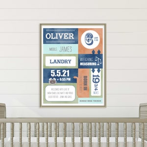 Baby Birth Stats Sign, Personalized Birth Announcement Sign, Nursery ...