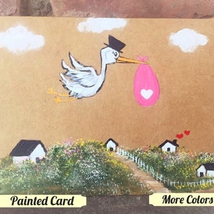 Stork Baby Card, Baby Shower Card, Welcome Baby Card, Congratulations ...