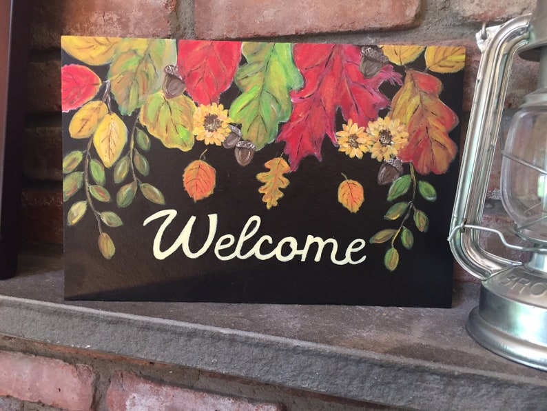 Fall Welcome Sign Slate Sign Fall Porch Decor Door Sign - Etsy