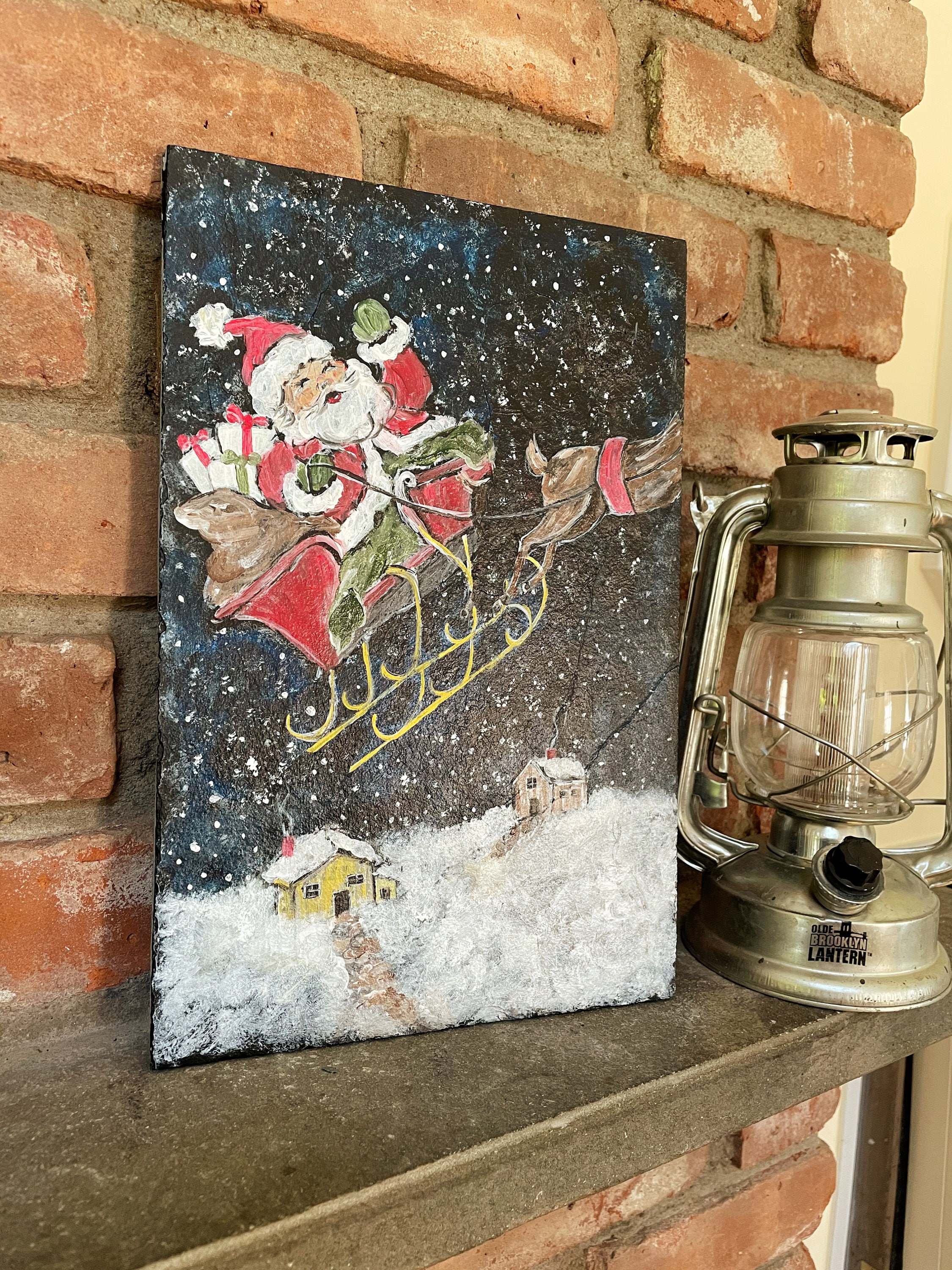 Handpainted Santa Sleigh Sign Slate Sign Santa Decor | Etsy