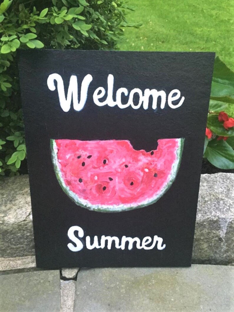 Watermelon Sign Summer Welcome Sign Watermelon Decor Hello | Etsy