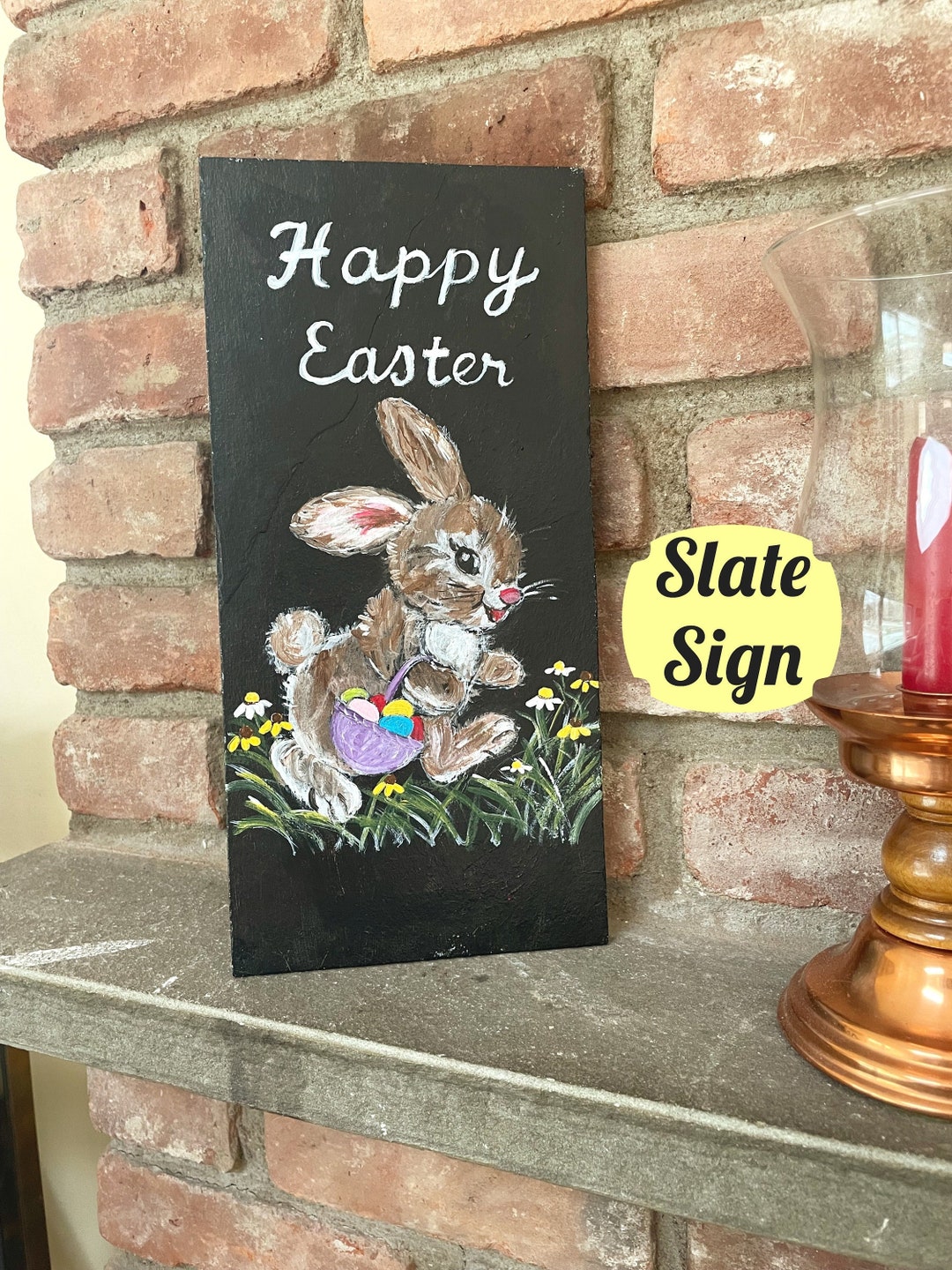 Handpainted Happy Easter Sign, Painted Slate, Easter Decor, Holiday ...