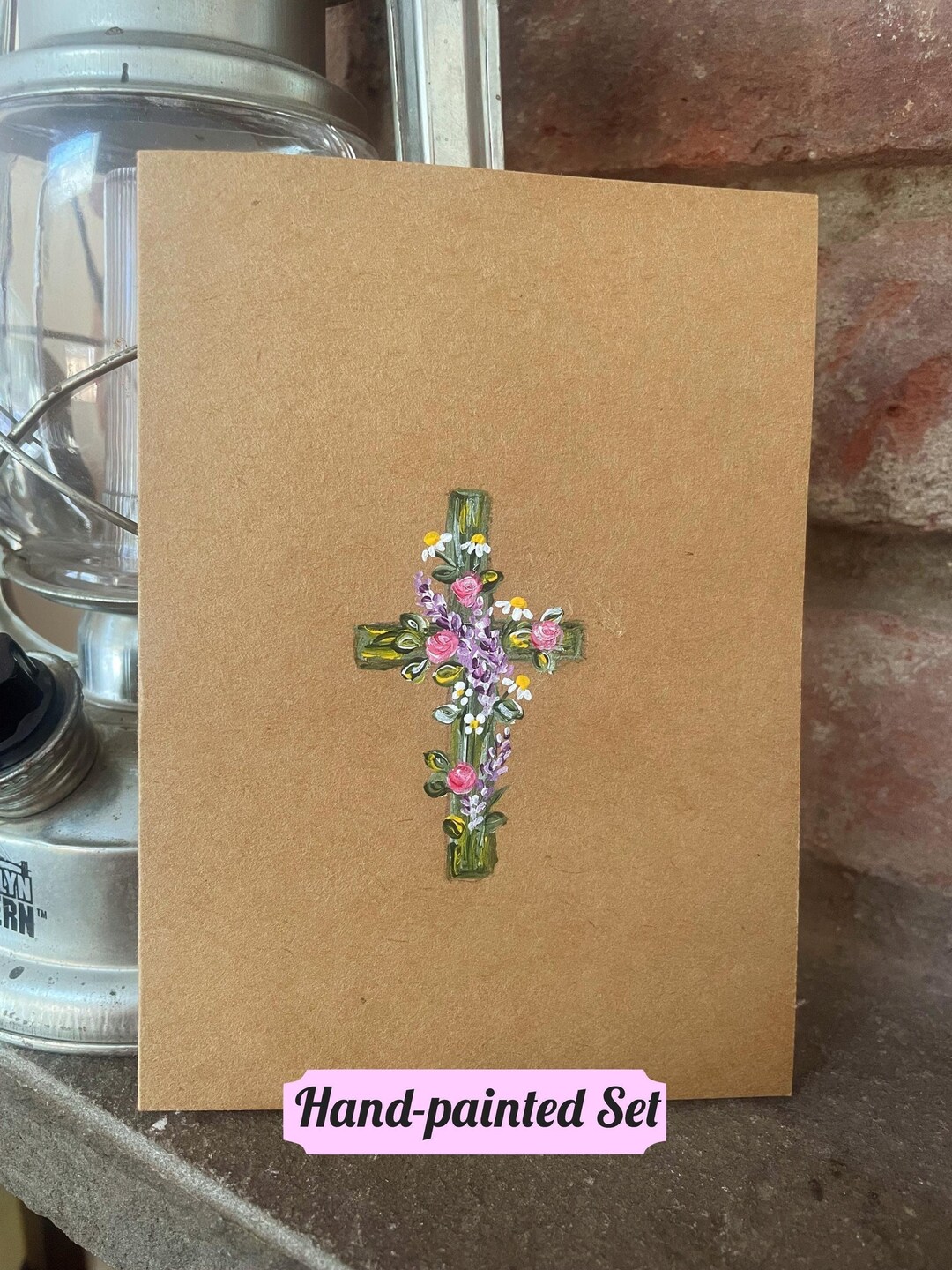 Hand-painted Floral Cross Card Set, Religious Note Cards, Easter Cards ...