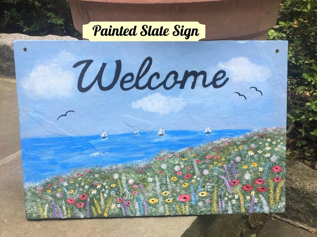 Summer Welcome Sign, Beach Sign, Door Hanger, Beach House Sign, Welcome ...
