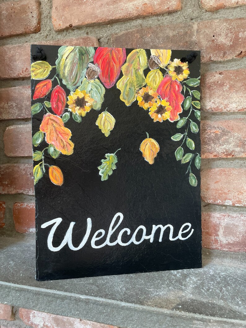 Fall Welcome Sign Slate Sign Fall Porch Decor Door Sign - Etsy