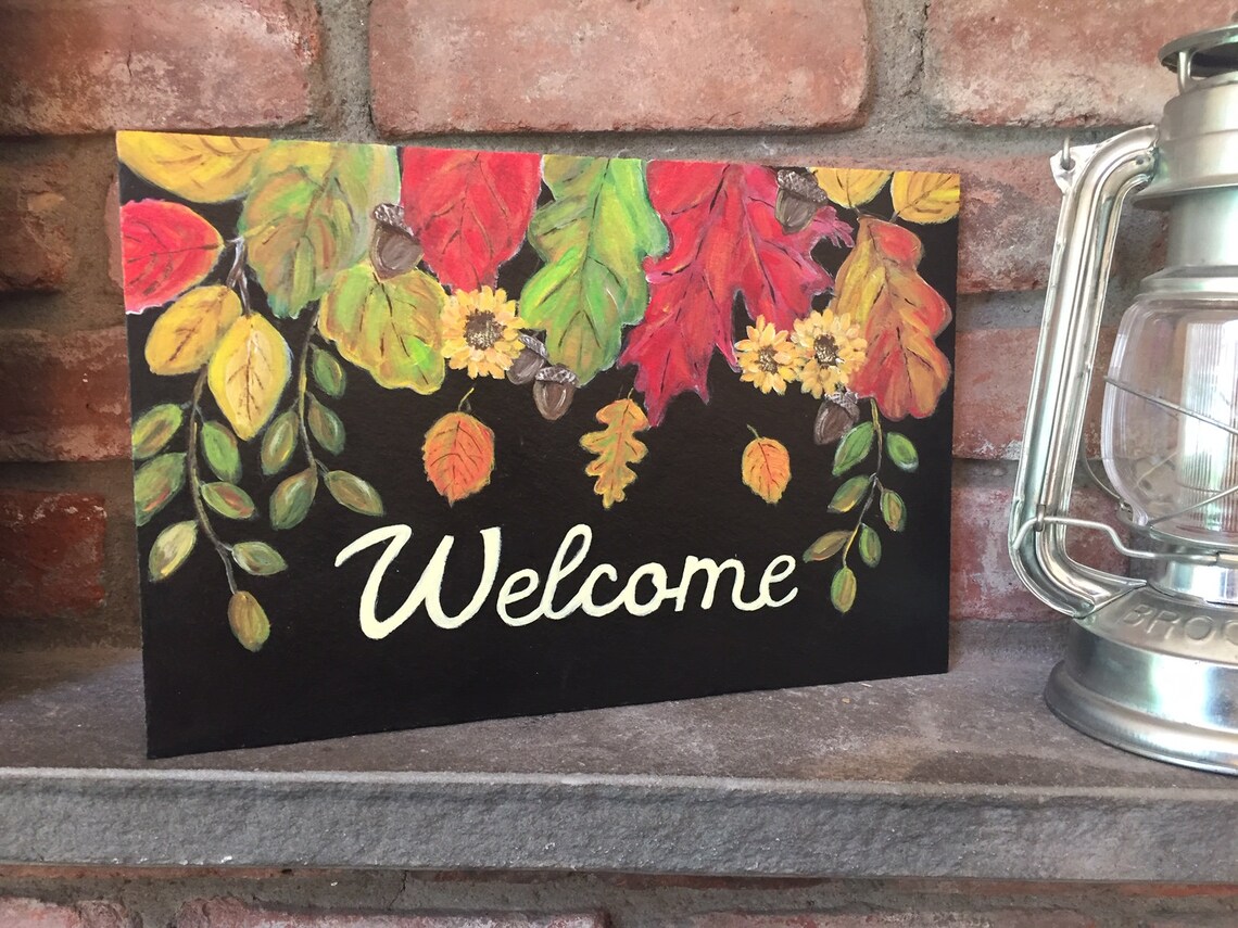 Fall Welcome Sign Slate Sign Fall Porch Decor Door Sign - Etsy