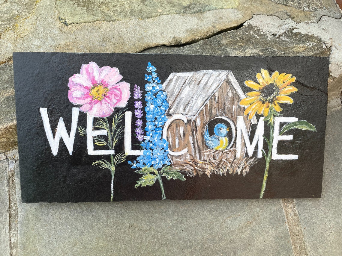 Birdhouse Welcome Sign Garden Sign Porch Welcome Sign Porch - Etsy